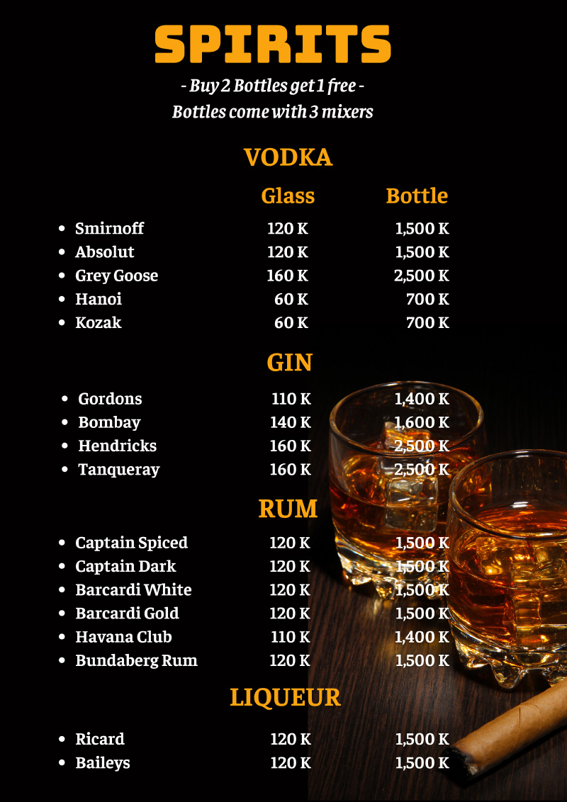 Drinks Menu - In SaiGong